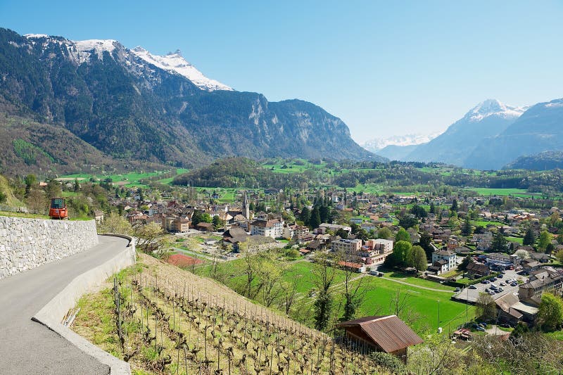 View To the Town Bex (canton Vaud) in Bex, Switzerland. Editorial Image ...