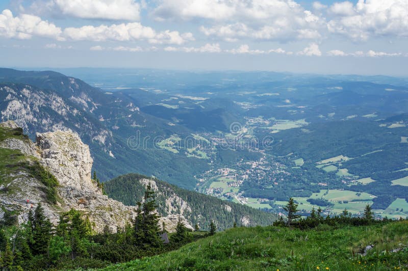 View To Valley from Rax Mountains Stock Image - Image of grass, valley ...