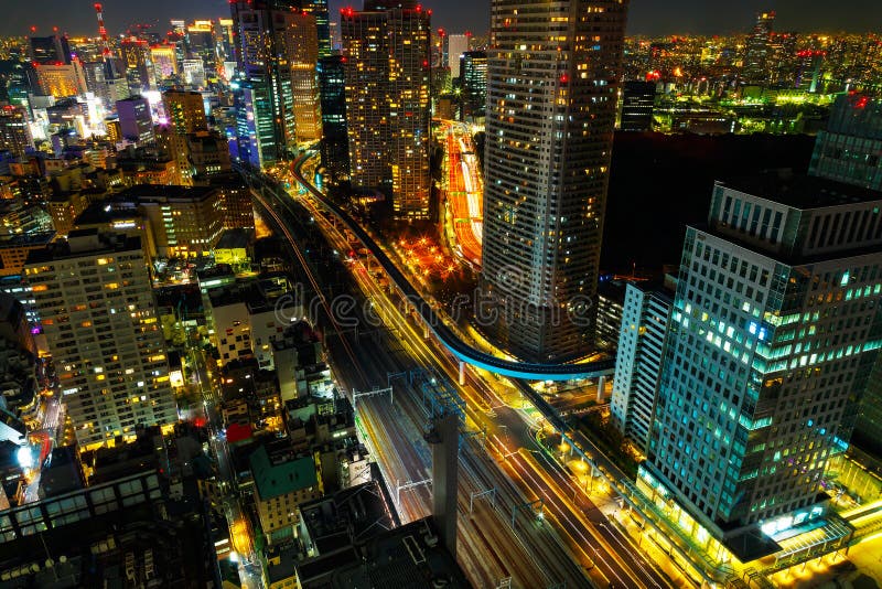 View of Tokyo City at Night Stock Photo - Image of cityscape, city ...