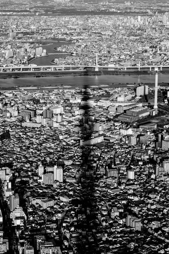 View of Tokyo, Featuring the Striking Shadow of Tokyo Skytree Cast Over ...