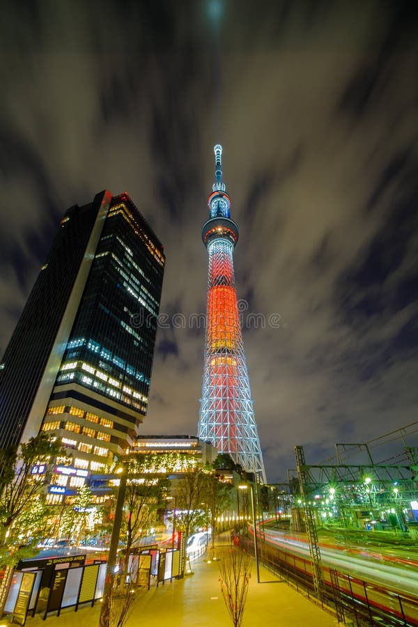 Night View Tokyo Sky Tree Japan Editorial Image - Image of japan, metal ...