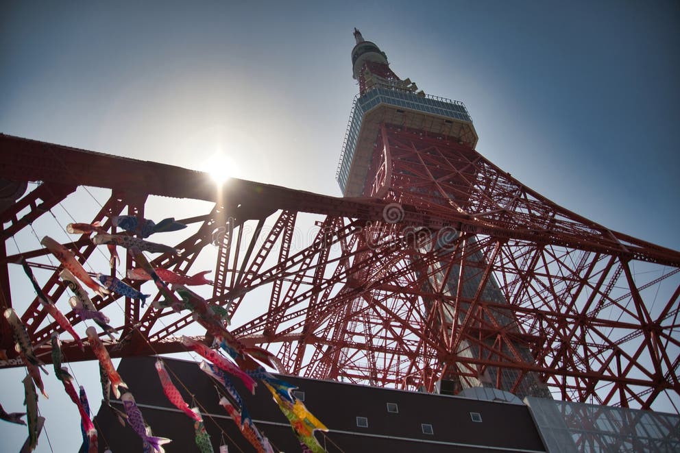 A View of the Tokyo Tower from the Ground. Tokyo Japan Stock Photo ...
