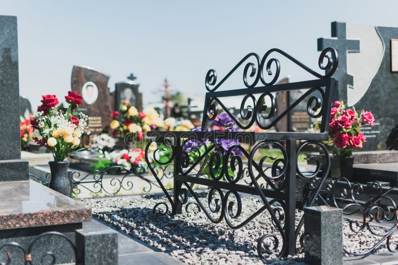 View of the Tombstone in the Cemetery Stock Photo - Image of background ...