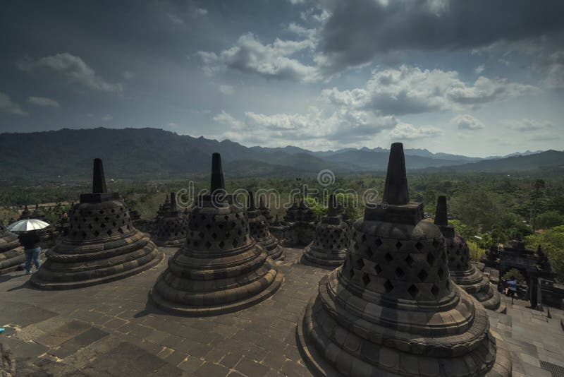 View from the Top of Borobudur Temple Stock Photo - Image of landmark ...