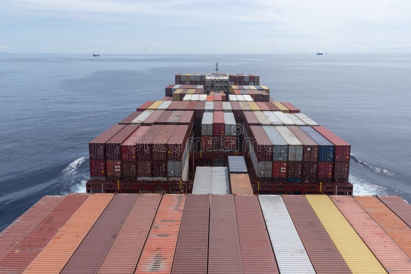 View on the Top of the Containers Loaded on Deck of Cargo Ship ...