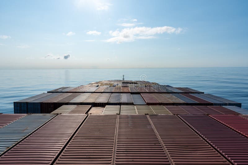View on the Top of the Containers Loaded on Deck of the Large Cargo ...