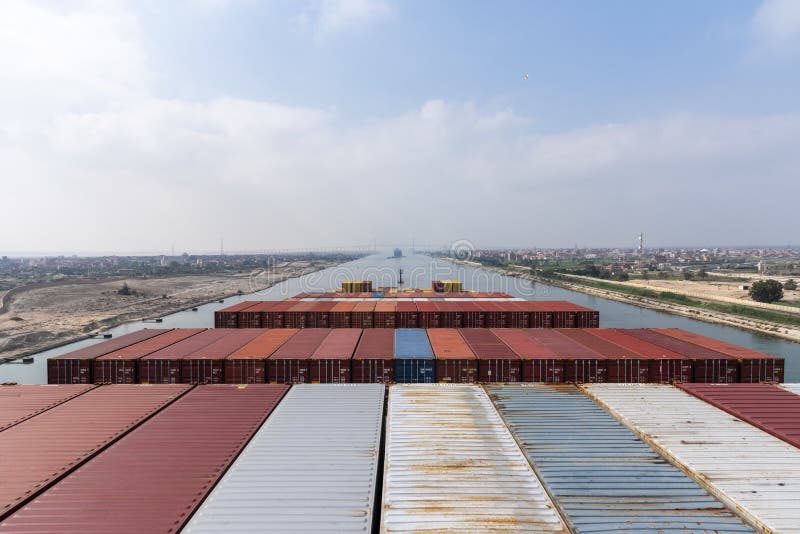 View on the Containers Loaded on Deck of the Cargo Ship. Editorial ...