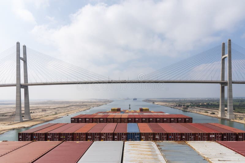 View on the Containers Loaded on Deck of the Cargo Ship. Editorial ...
