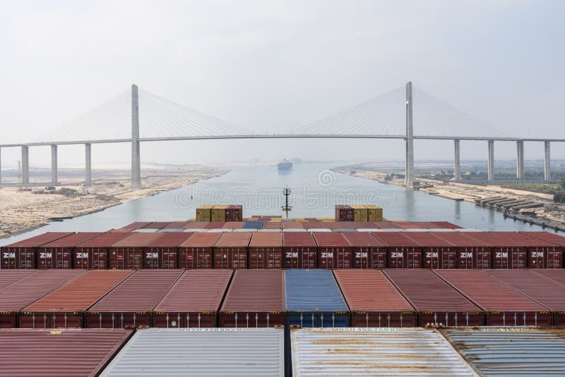 Containers Loaded on Deck of Cargo Ship. Editorial Image - Image of ...