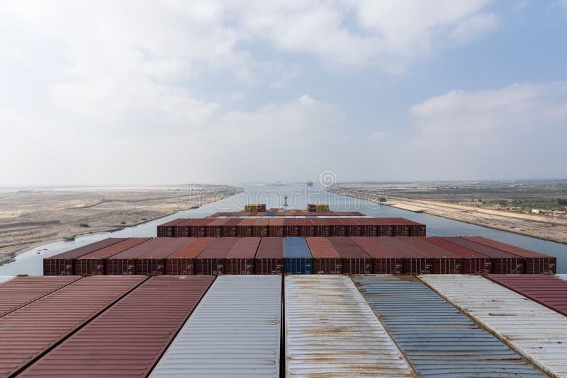 View on the Top of the Containers Loaded on Deck of the Large Cargo ...