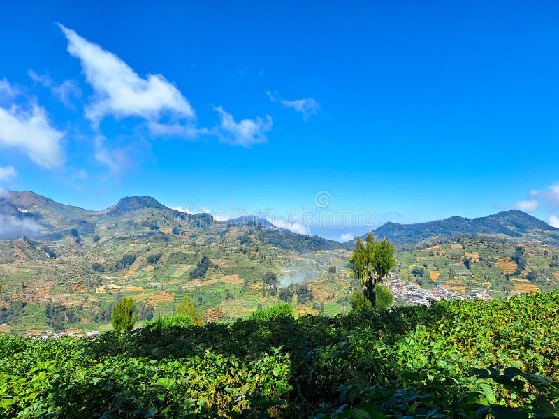 View from the Top of the Dieng Mountains Stock Image - Image of plain ...