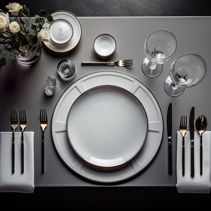 View from the Top of a Dining Table in a Restaurant Provides a Setting ...