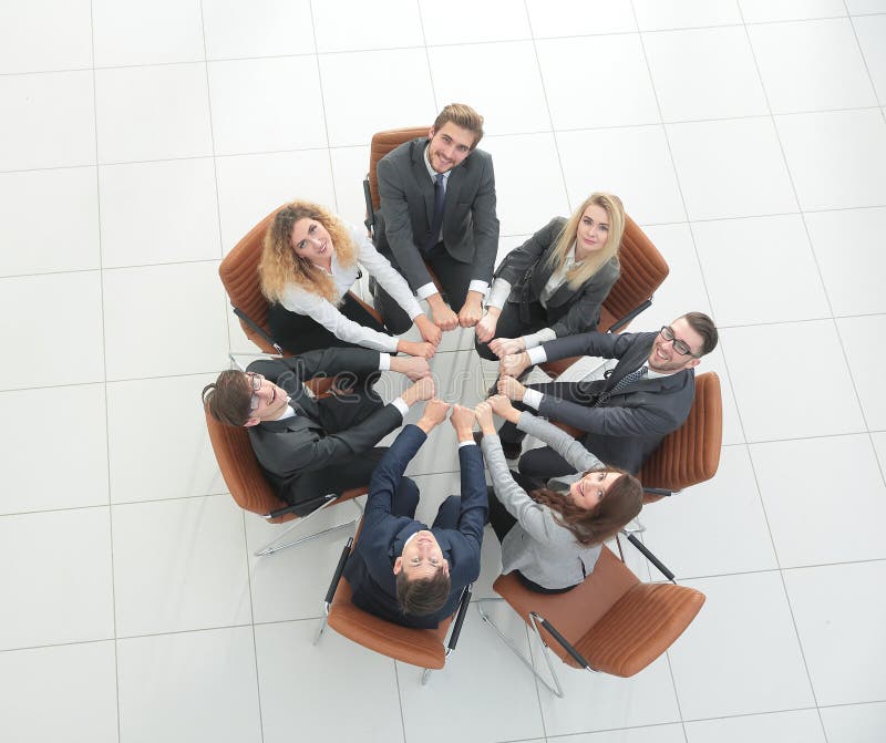 Friendly Business Team Sitting in a Circl Stock Photo - Image of leader ...
