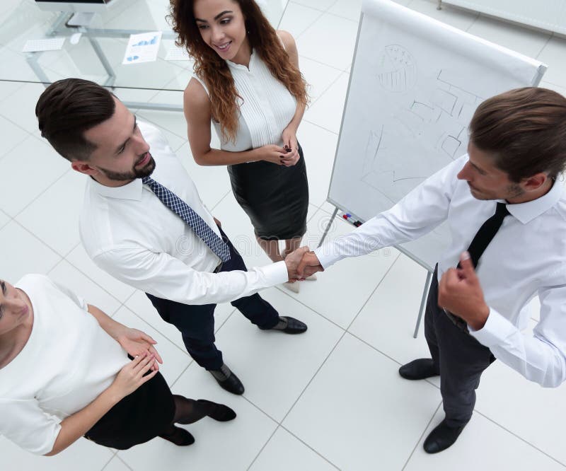 Handshake of Colleagues before the Presentation. Stock Photo - Image of ...