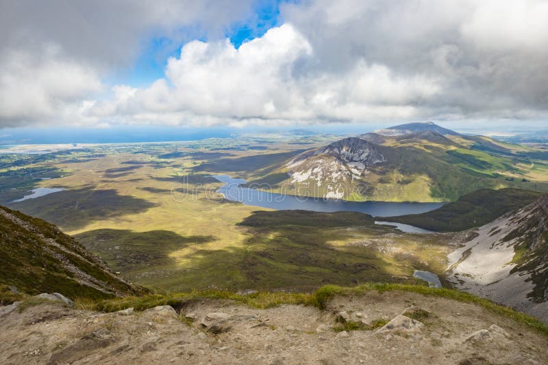View from the Top of Mount Errigal, Co. Donegal Stock Photo - Image of ...