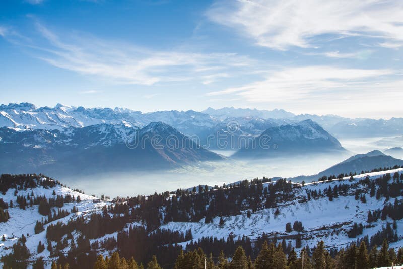 View from the Top of Mt. Rigi, Switzerland Stock Photo - Image of peaks ...