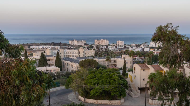 View from the Top of the Panorama of the Evening City of Protaras ...