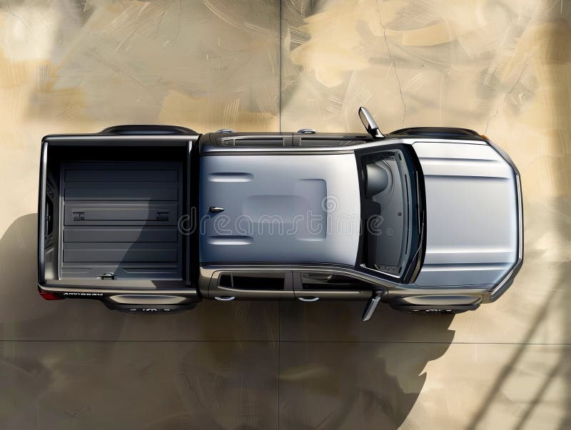 A View of the Top View of a Silver Pickup Truck Stock Photo - Image of ...