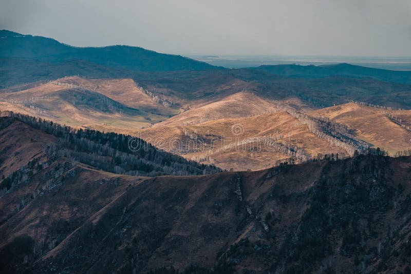 View from the Top of Ski Manzherok Ski Resort Stock Photo - Image of ...