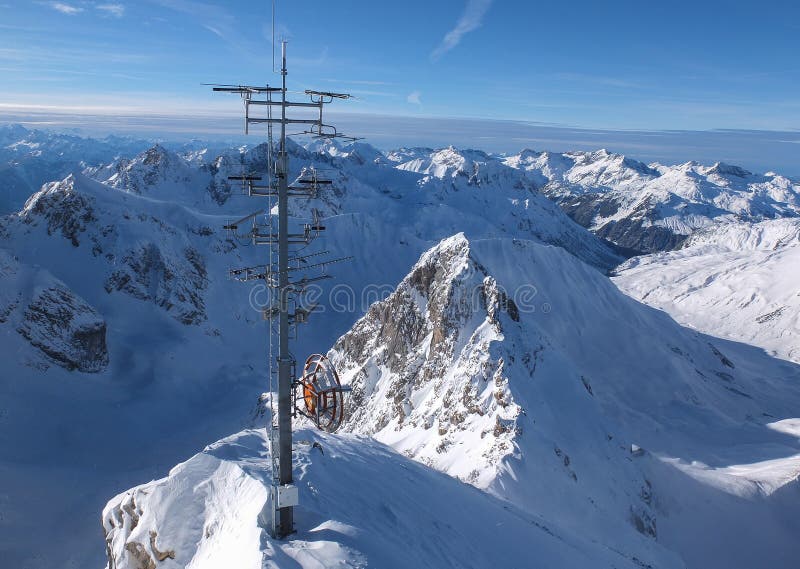 View from the Top of the Valluga Mountain Stock Image - Image of chair ...