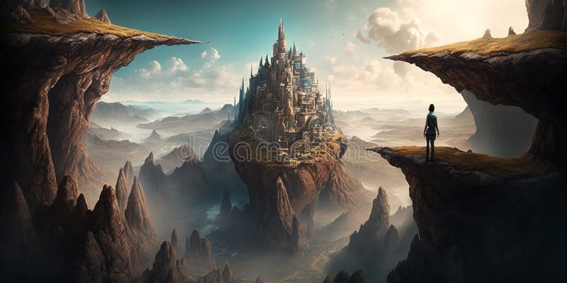 A View from the Top of the World. Surreal Mystical Fantasy Artwork ...