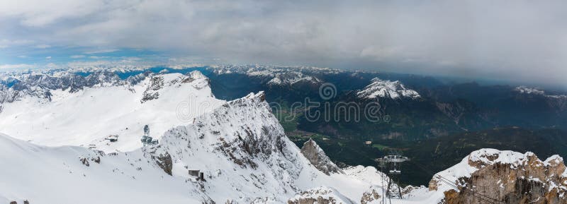 View from the Top of the Zugspitze Stock Photo - Image of season ...