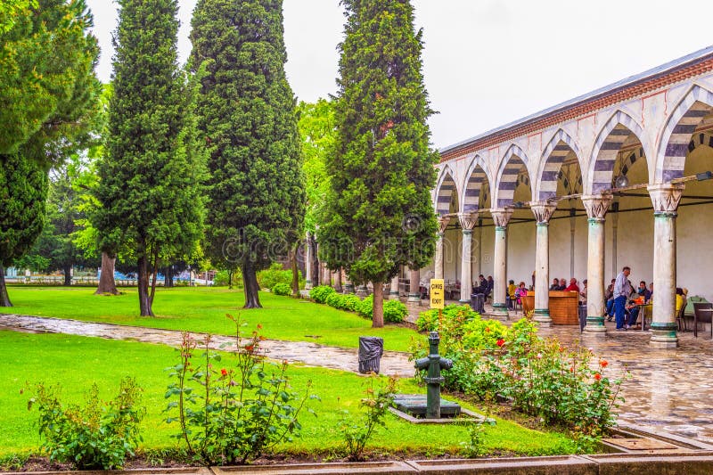 View of Topkapi Palace Courtyard on Rainy Spring Day Istanbul Turkey ...