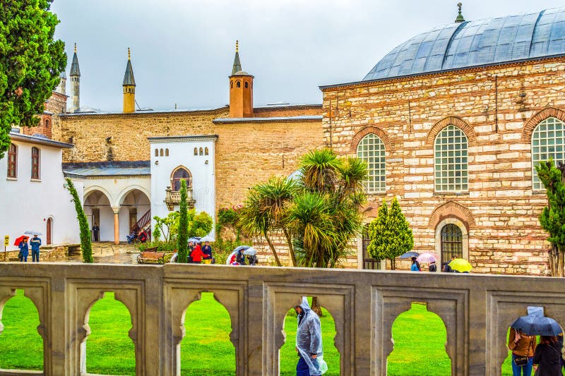 View of Topkapi Palace Courtyard on Rainy Spring Day Istanbul Turkey ...