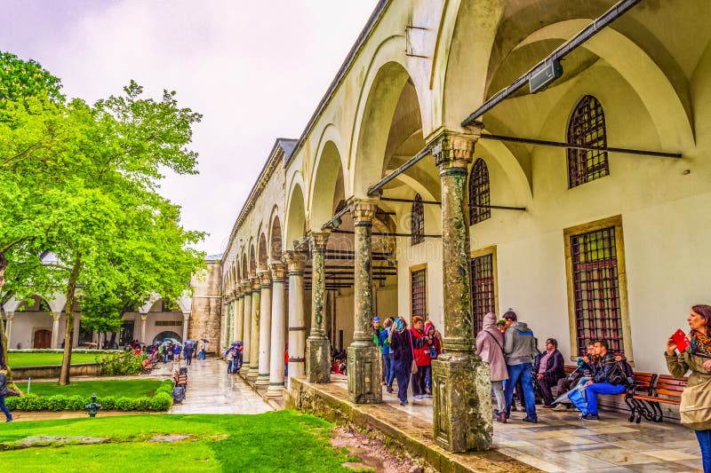 View of Topkapi Palace Courtyard on Rainy Spring Day Istanbul Turkey ...