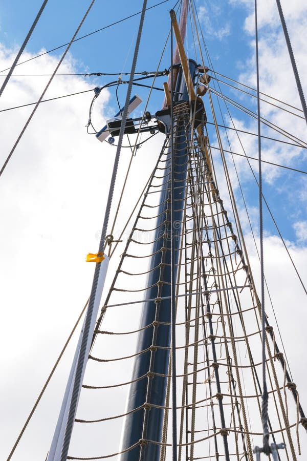 View of the Topmast and Shroud on a Tall Ship. Stock Image - Image of ...