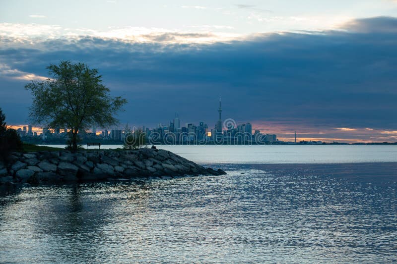 View of Toronto Skyline at Sunrise from Humber Bay Park Canada Stock ...