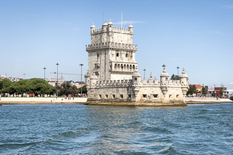 View from a Tour Boat Over Belem Tower in Lisbon Stock Photo - Image of ...