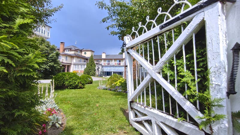 View of a Tourist Resort in Ontario, Canada with a White Front Gate ...
