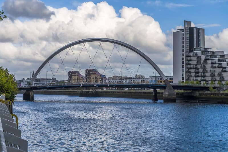 A View Towards the Clyde Arc Bridge in Glasgow Stock Image - Image of ...