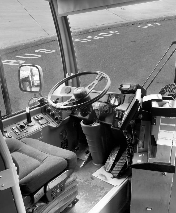 View Towards Drivers Seat of Bus Stock Photo - Image of transport ...