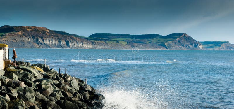 View towards Golden Cap stock photo. Image of water, person - 23292922