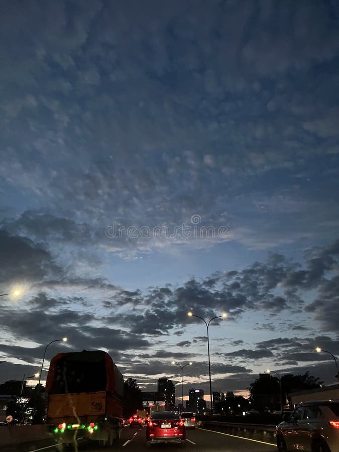 View Towards Night on the Highway Editorial Image - Image of highway ...