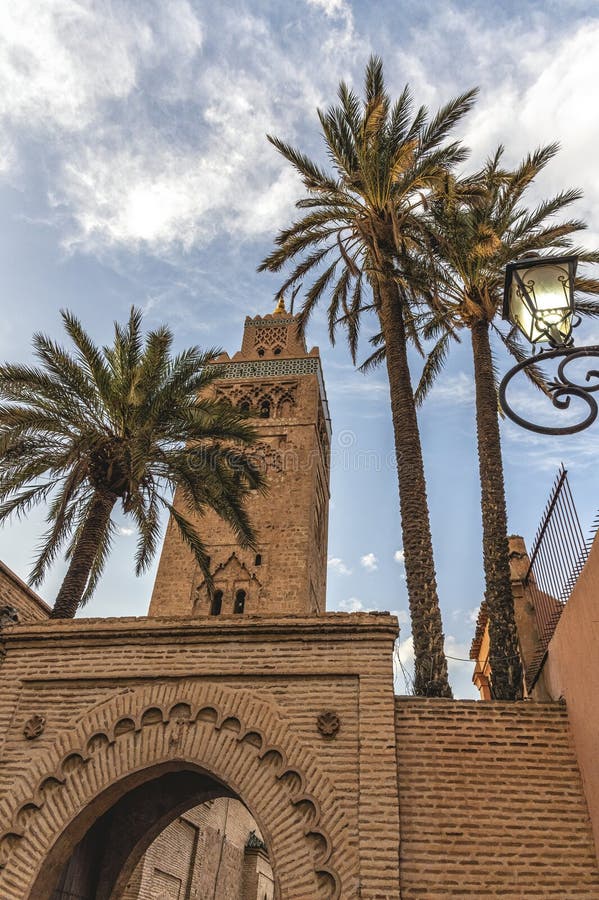 View of the Tower of the Ancient Mosque Koutoubia of Marrakech Stock ...