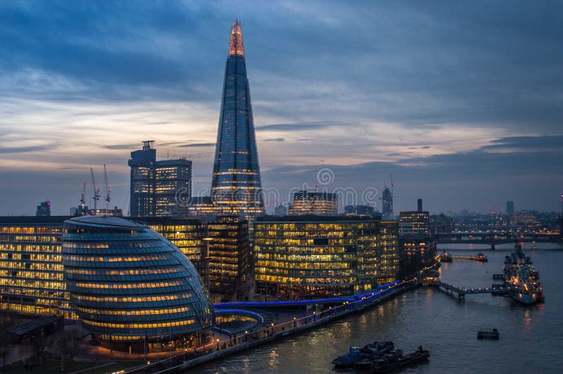 View from Tower Bridge, London Stock Image - Image of europe, dusk ...