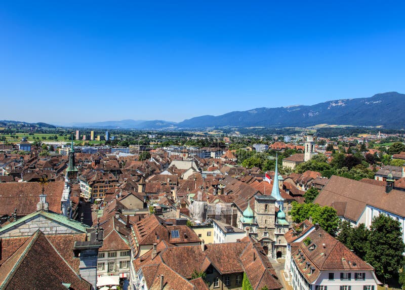 View from the Tower of the St. Ursus Cathedral in Solothurn Stock Photo ...