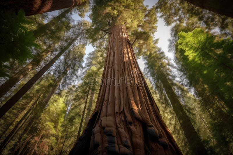 View of a Towering Sequoia, with the Forest Floor in View Stock ...