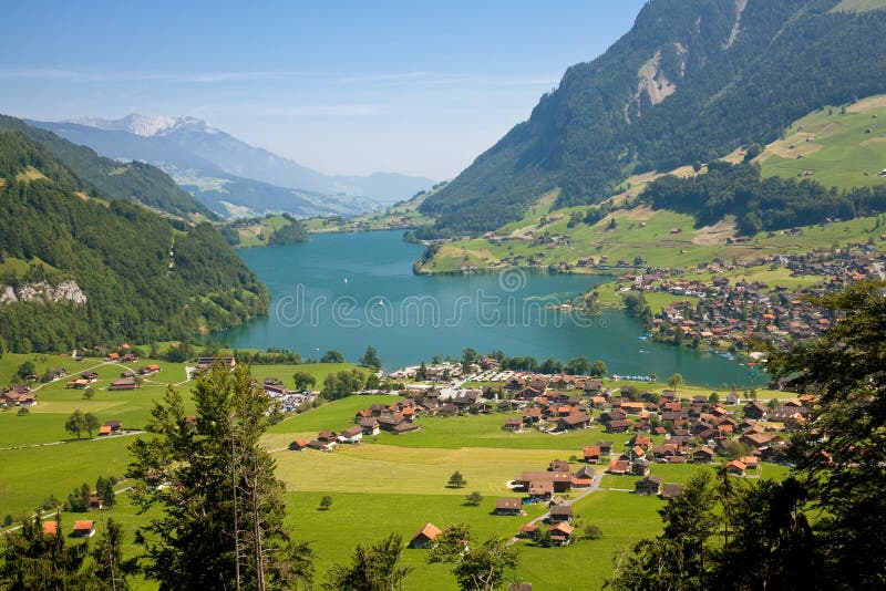 View on a town on a lake stock photo. Image of origin - 15154362