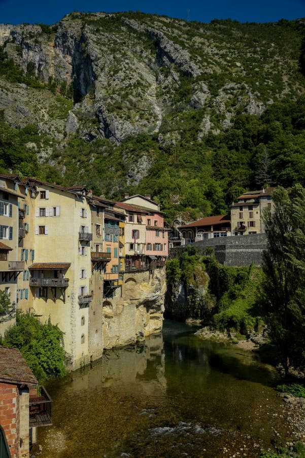 Pont En Royans Famous French Town Stock Photo - Image of pont, landmark ...