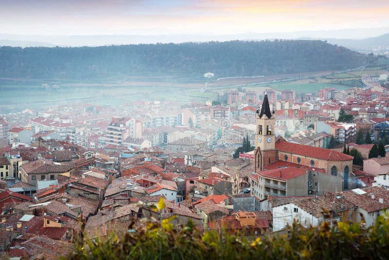 View of Berga in Winter Twilight. Catalonia Stock Photo - Image of ...