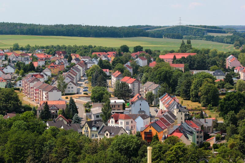 View of the Town of Weida in the County of Greiz in the German State of ...