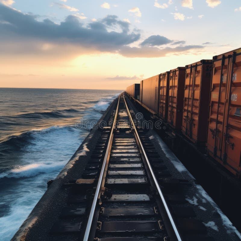 View of the Tracks on the Water from a Cargo Ship Stock Illustration ...