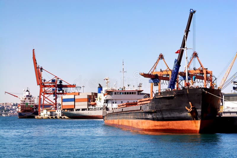 Shipping port stock image. Image of goods, mast, industrial - 10448261