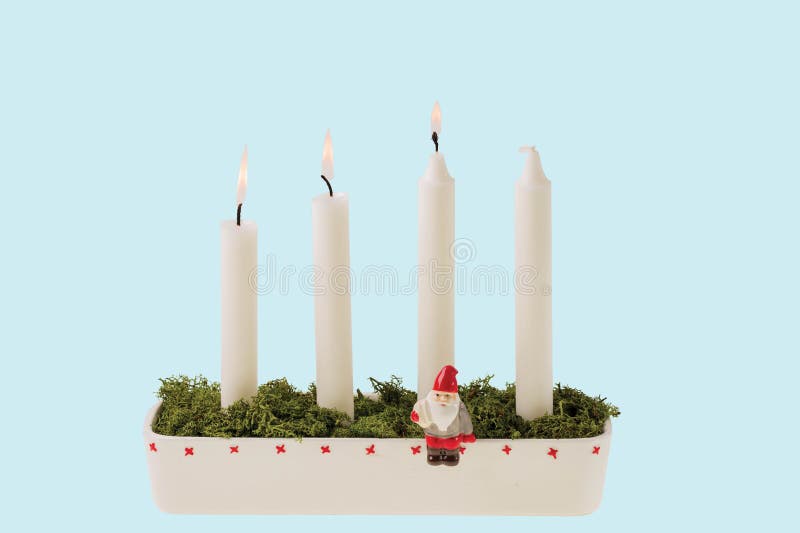 View of Traditional Advent Candlestick with One Lighted Candle ...
