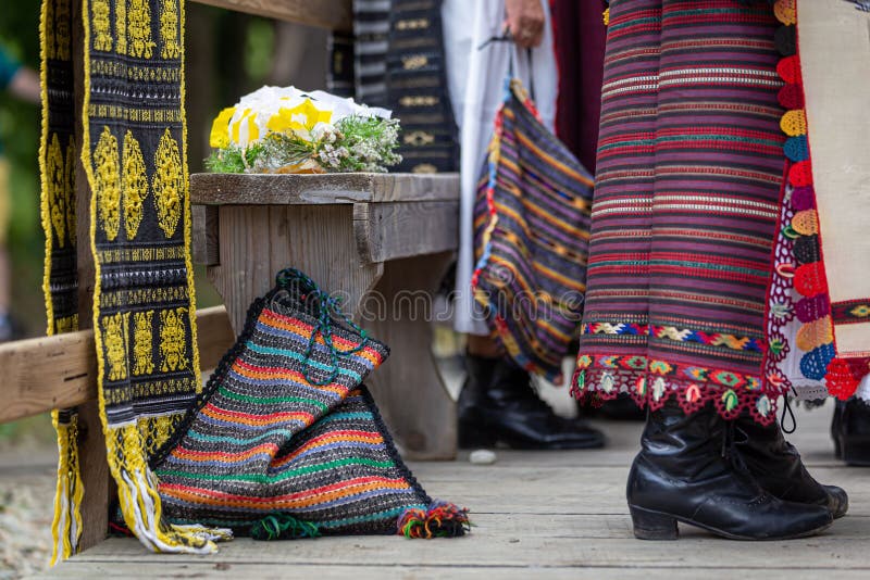 View of Traditional Patterned Bags and Fabrics of Clothes Stock Photo ...