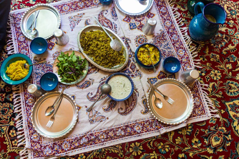 View of Traditional Persian Lunch, Ir Stock Photo - Image of plate ...